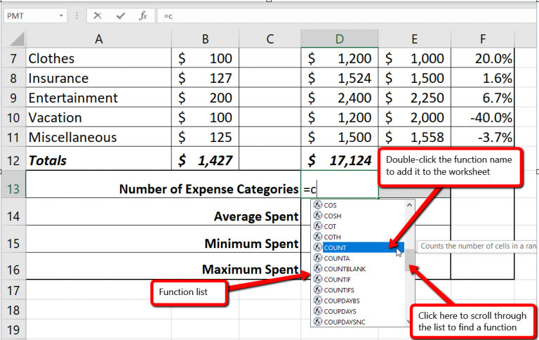 2.2 Introductory Statistical Functions – Beginning to Intermediate Excel